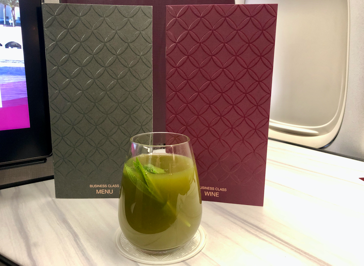 Review: Qatar Airways' Qsuite business class 'dine on demand' menu ...